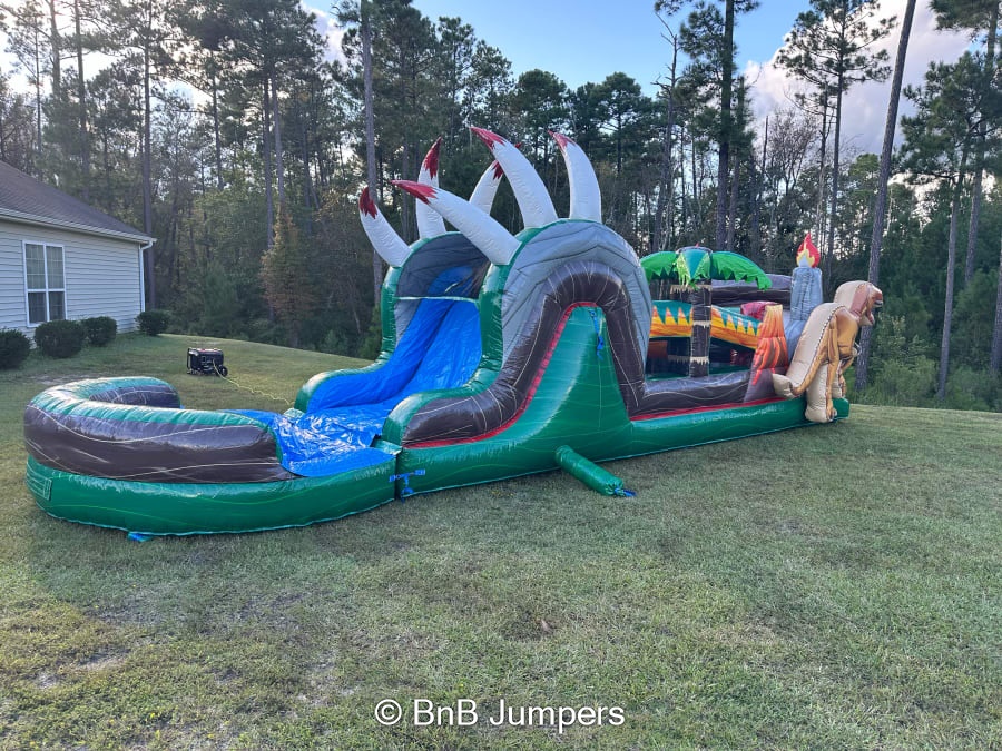 Jurassic Adventure Obstacle Course Wet w/ Pool - Bounce House and Water ...